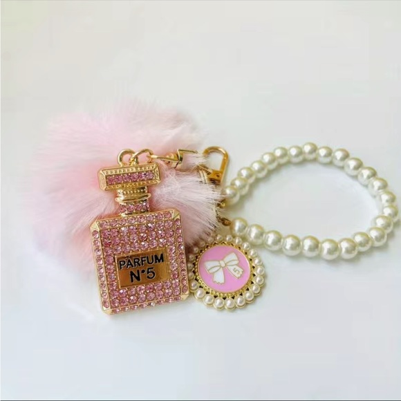 Accessories | Nwt Fluff Ball Perfume Bottle Keychain | Poshmark